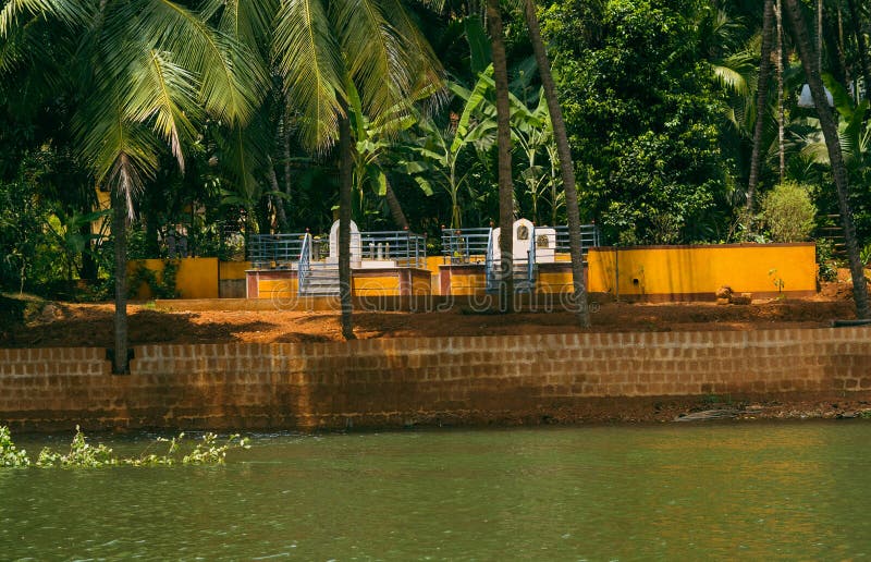 A Temple View at River Bank in Honnavar Stock Photo - Image of indian ...