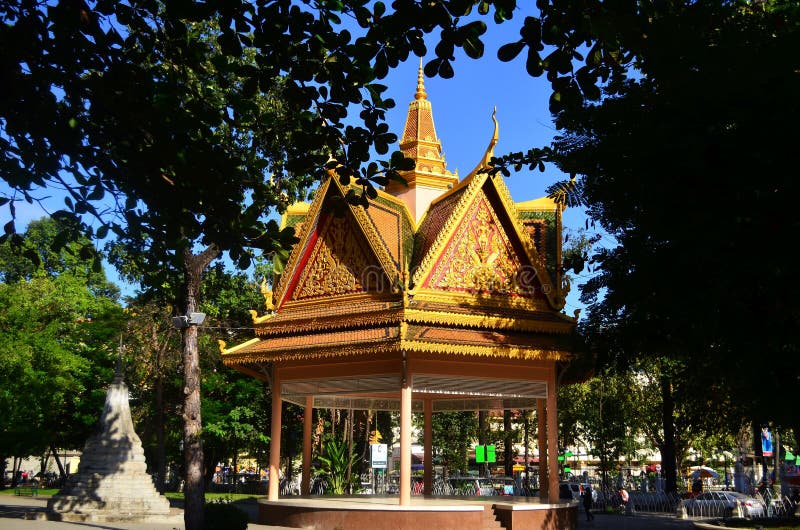 Temple at Wat Phnom. stock image. Image of religious - 107013083
