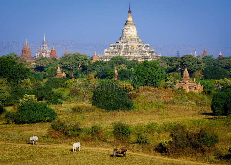 The Temples of Bagan at Sunrise, Bagan, Myanmar Stock Photo - Image of ...