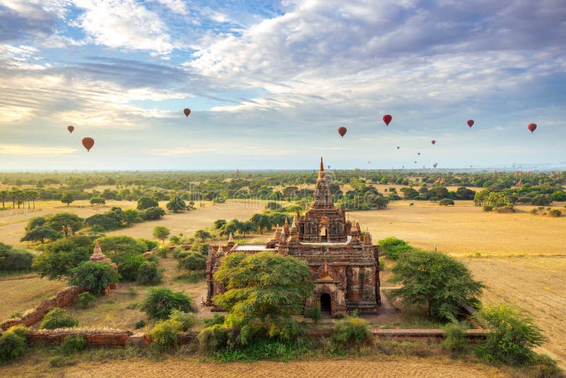 The Temples of Bagan at Sunrise, Bagan, Myanmar Stock Photo - Image of ...