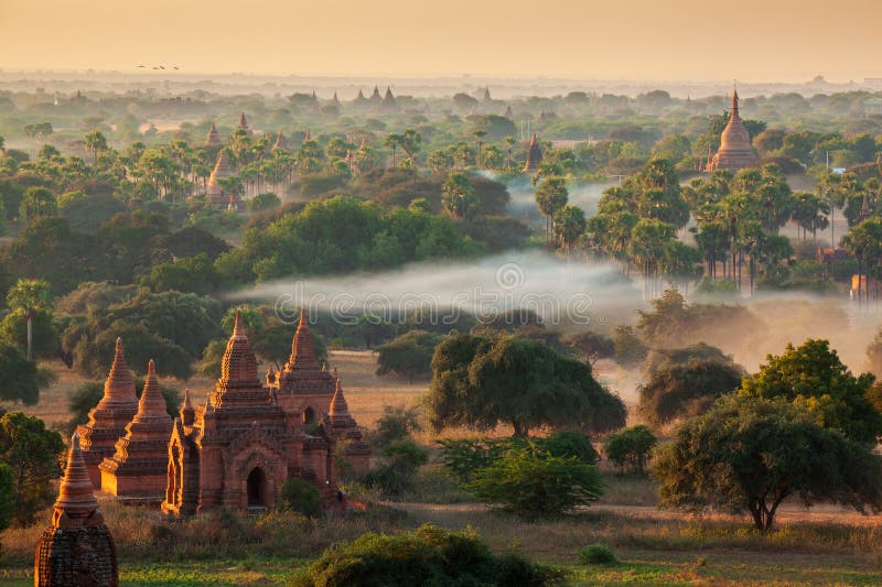 The Temples of Bagan at Sunrise, Bagan or Pagan, Myanmar Stock Image ...