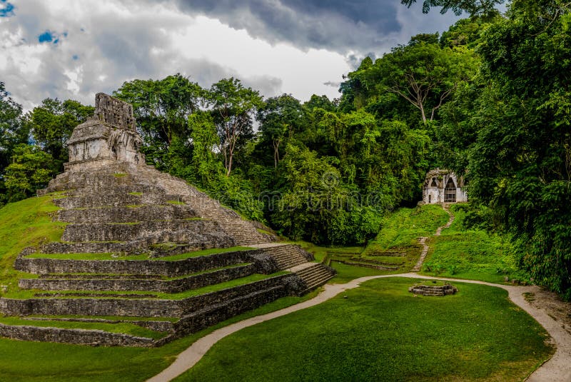 Temples of the Cross Group at Mayan Ruins of Palenque - Chiapas, Mexico ...