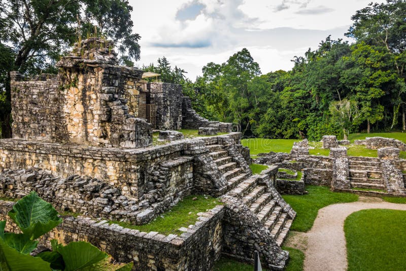 Temples of the Cross Group at Mayan Ruins of Palenque - Chiapas, Mexico ...