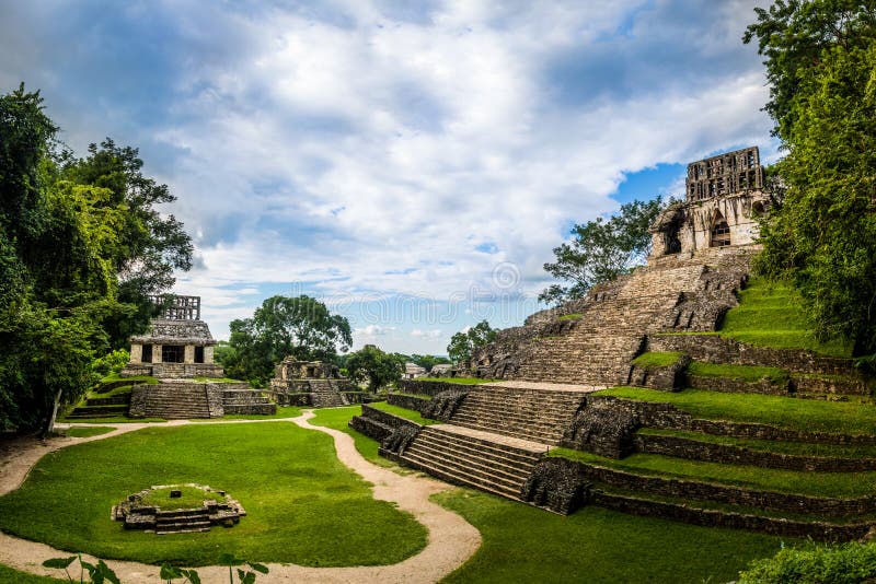 Temples of the Cross Group at Mayan Ruins of Palenque - Chiapas, Mexico ...