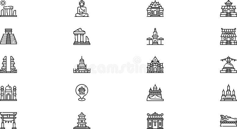Temples Icons High-Quality Vector Icons Collection with Editable Stroke ...