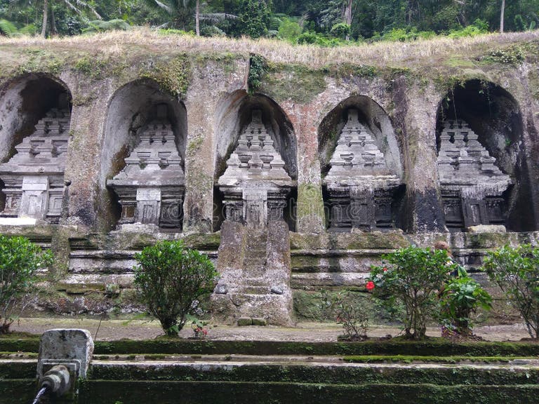 Temples Inside the Stone Wall in Kawi Mountain, Bali Stock Image ...