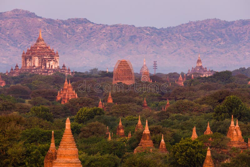 The Temples and Pagodas of Bagan, Myanmar Near Mandalay during Sunset ...