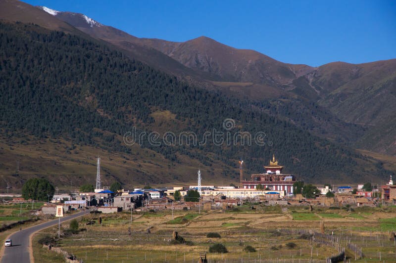 Temples in Remote Mountains Stock Image - Image of religious, tibet ...