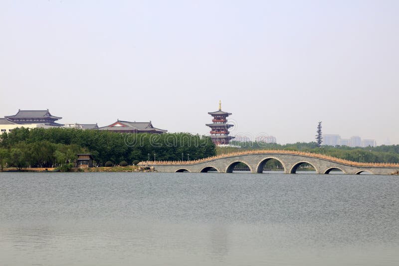 Temples and Stone Arch Bridges Stock Image - Image of architecture ...