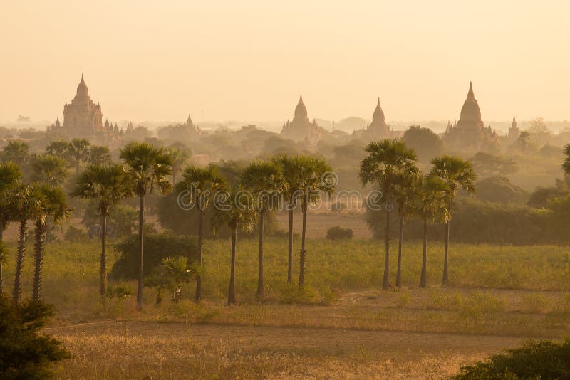 The Temples Sunset Time of Bagan. Mandalay, Myanmar Stock Photo - Image ...