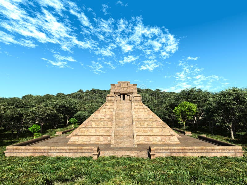 Templo maya en las maderas stock de ilustración. Ilustración de ondas ...