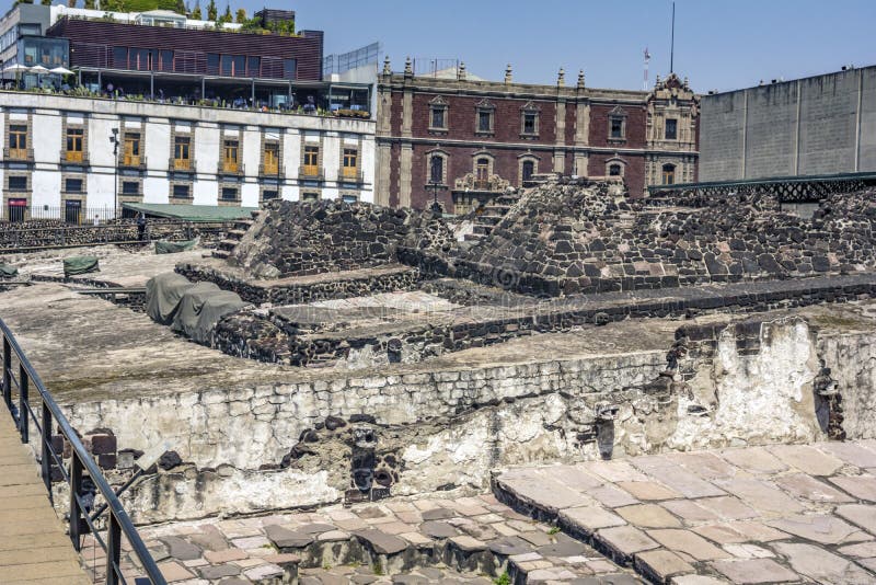 Templo Mayor Aztec Ruins in Downtown Mexico City, Mexico Stock Photo ...