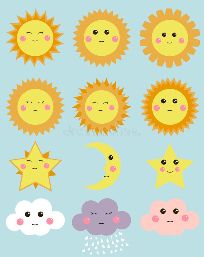 O sol, a lua e as estrelas ilustração do vetor. Ilustração de sonho ...