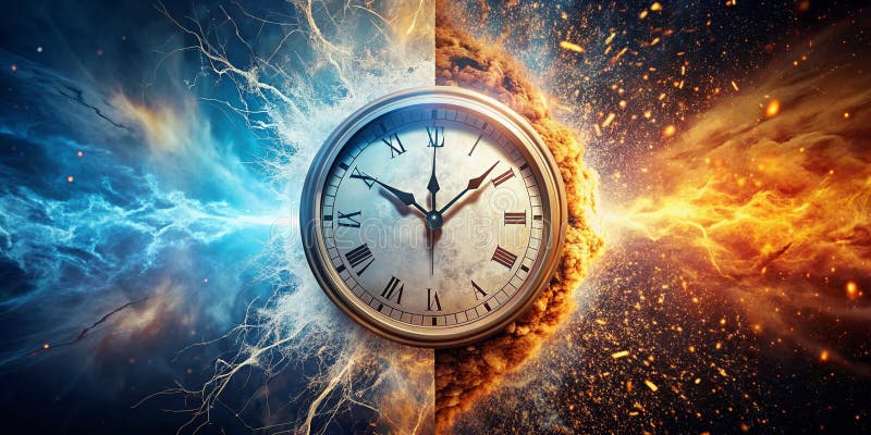 Temporal Collision Where Past Meets Future AI-Created Content Stock Image - Image of background ...