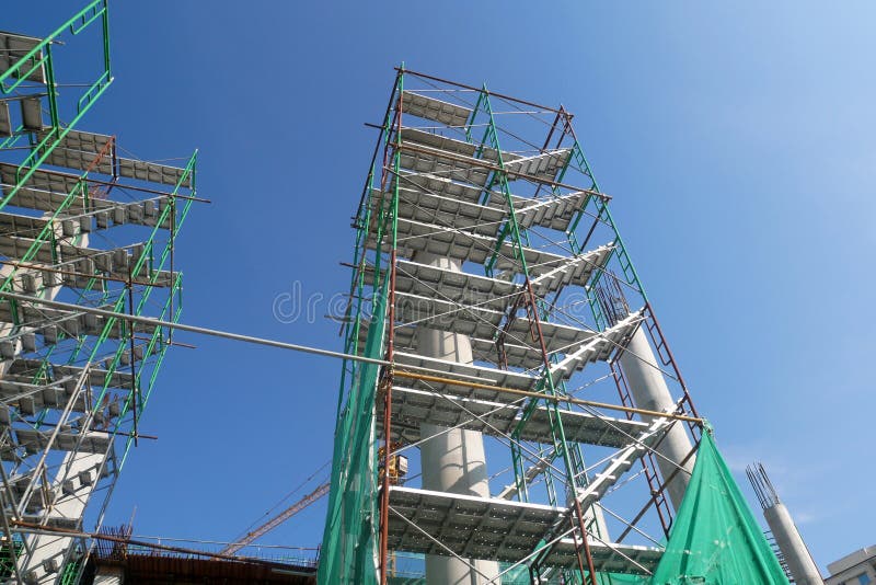 Temporary Access and Metal Staircase Made from Staging, Scaffolding and ...
