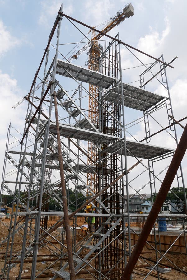 Temporary Access and Metal Staircase Made from Staging, Scaffolding and ...