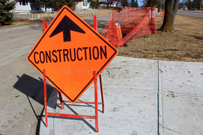Construction Ahead Sign stock image. Image of slow, warning - 26402863