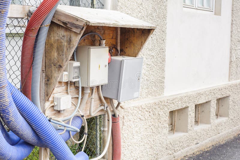 Temporary Electrical Panel on a Building Site Stock Photo - Image of ...