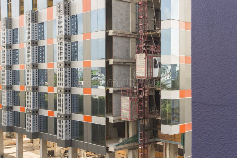 Temporary Elevators Using for Construction Stock Photo - Image of ...
