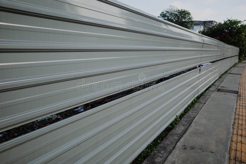 A Temporary Fence Wall Made from Aluminium Sheets in a Construction ...