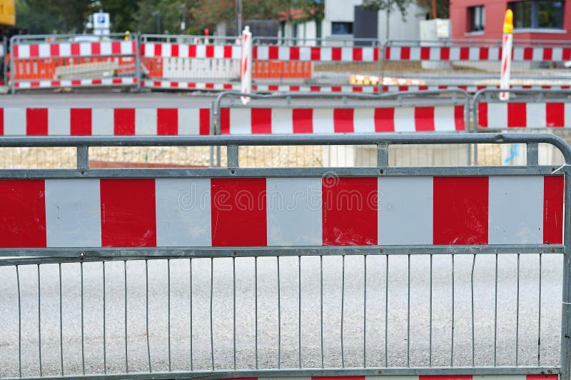 Rows of Safety Barriers at Construction Site Stock Photo - Image of ...