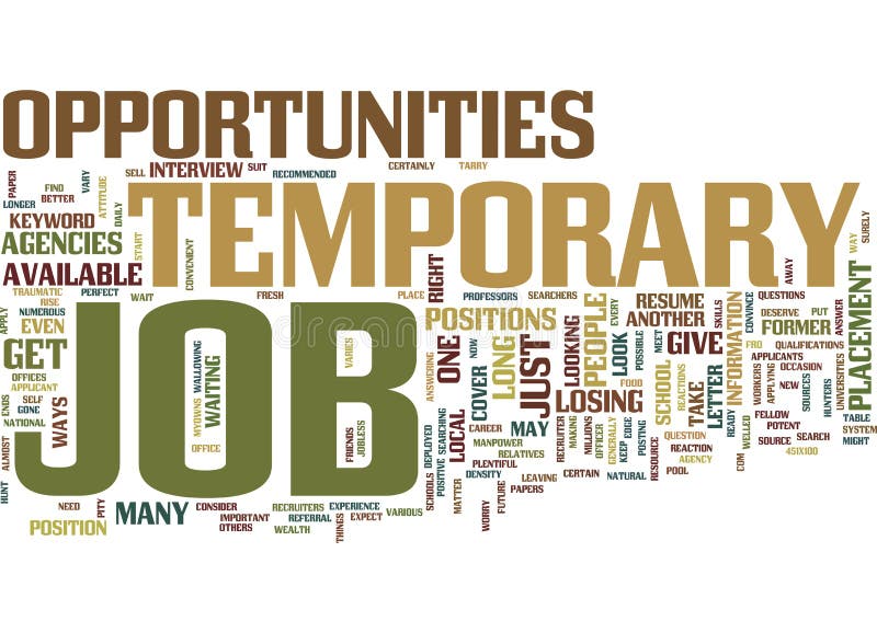 Temporary Job Opportunities Text Background Word Cloud Concept Stock ...