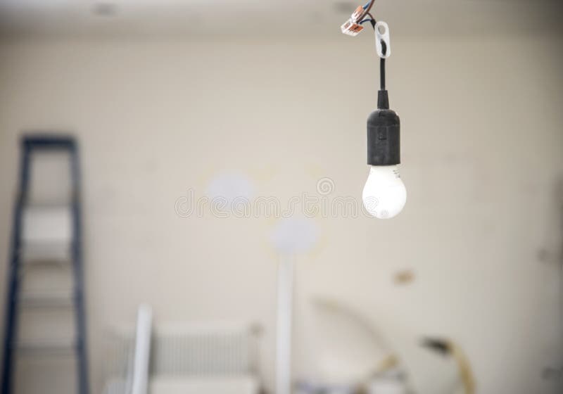 Temporary Light at Construction Site, Hanging from the Ceiling ...