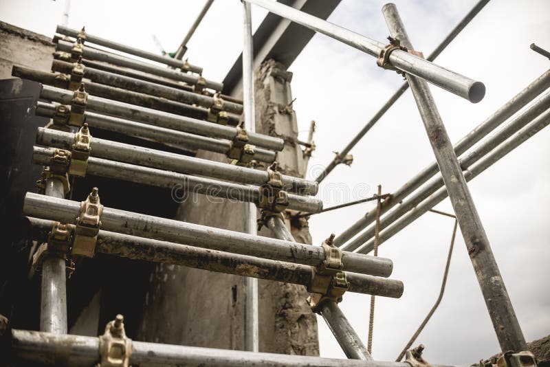 A Temporary and Makeshift Stair Made from Metal Pipe Scaffolding Made ...