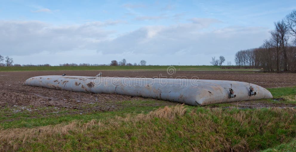 Temporary Manure Storage in a Flexible Tank Stock Image - Image of ...