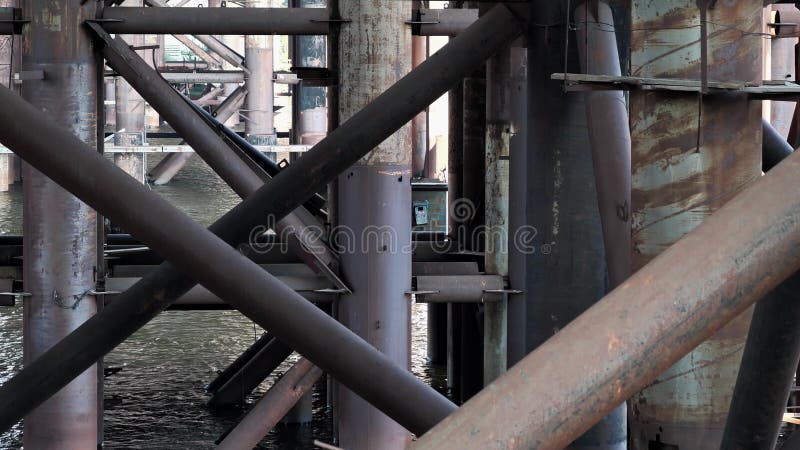 Temporary Metal Supports of the Bridge Under Construction Stock Video ...