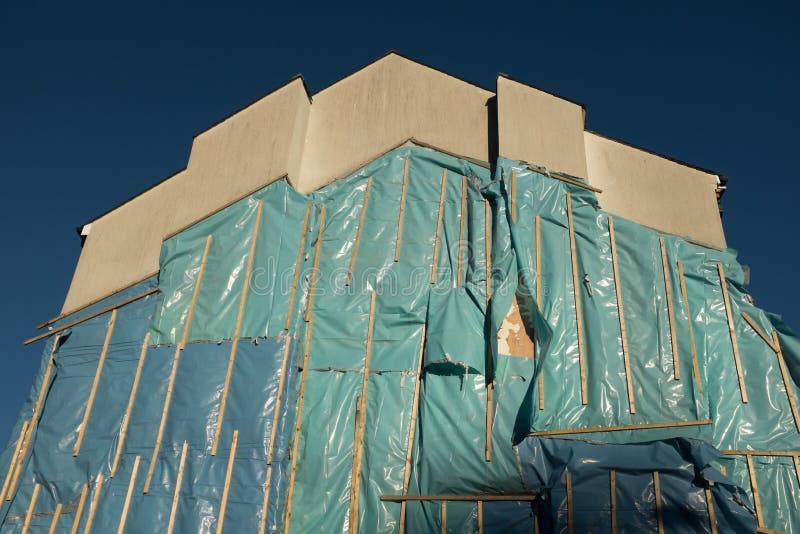 Temporary Plastic Waterproofing. Stock Photo - Image of protection ...