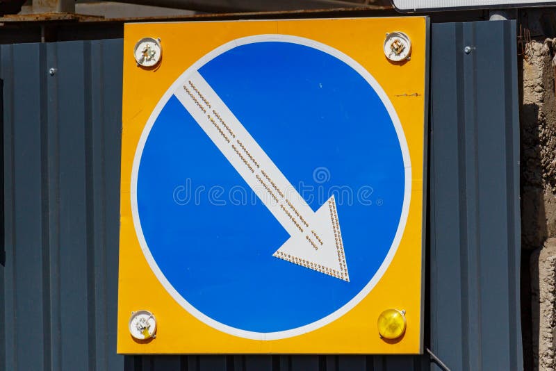 Temporary Road Sign with Arrow Indicating the Direction of Detour ...