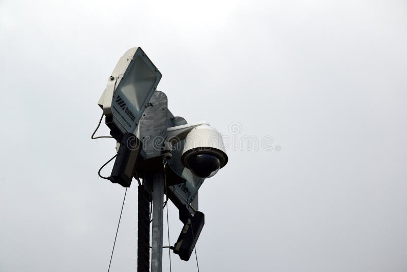 Temporary Security Via Wireless Cameras Editorial Photography - Image ...
