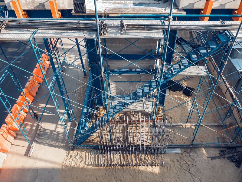 The Temporary Staircase Was Built for the Construction with Prevent ...