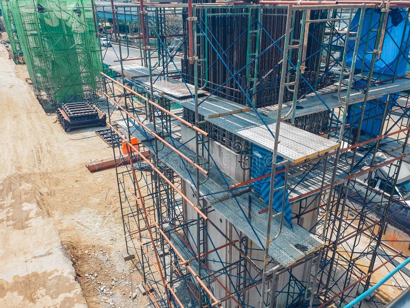 The Temporary Staircase Was Built for the Construction with Prevent ...