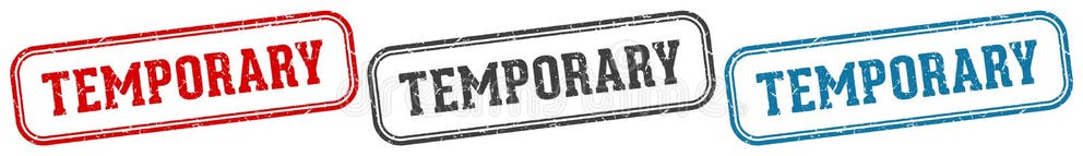 Temporary Stamp. Temporary Rectangular Stamp Set Isolated on White ...