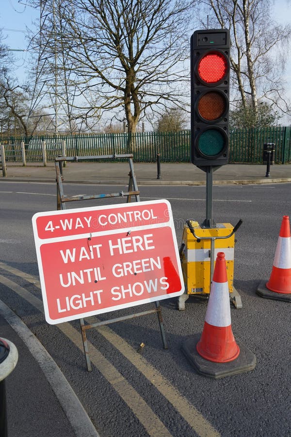 Temporary Traffic Lights during Roadworks Editorial Stock Image - Image ...