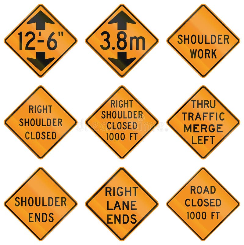 Temporary United States MUTCD Road Signs Stock Illustration ...