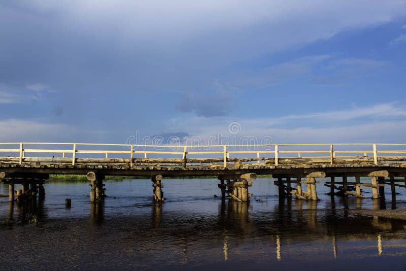 Temporary Wooden Bridge Across the River Stock Photo - Image of nature ...