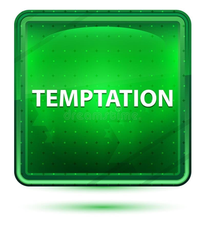 Temptation Neon Light Green Square Button Stock Illustration ...