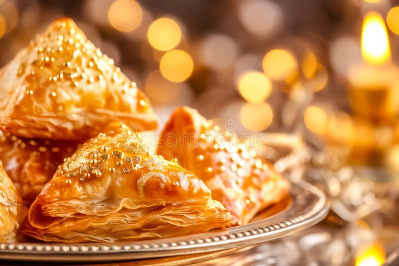 A Tempting Array of Golden Pastries, Elegantly Arranged on a Silver ...