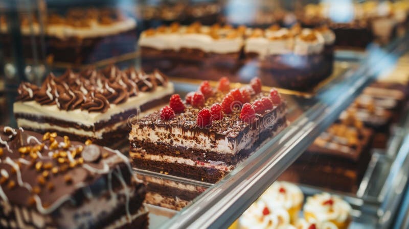 Tempting Assortment of Bakery Cakes on Display Stock Illustration ...