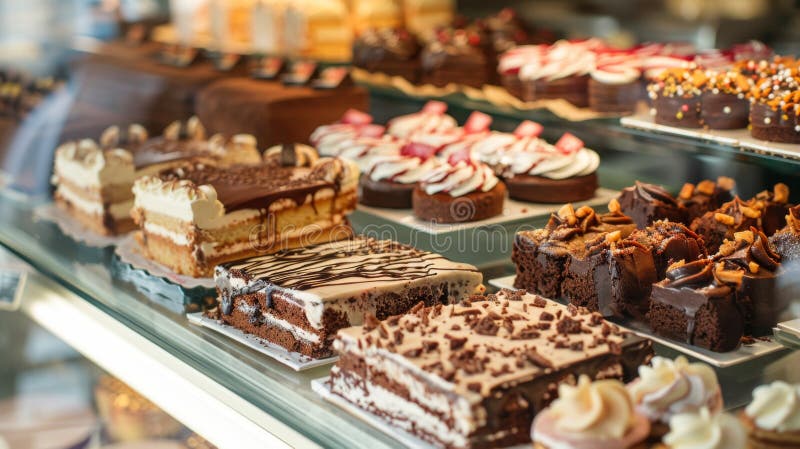 Tempting Assortment of Bakery Cakes on Display Stock Illustration ...