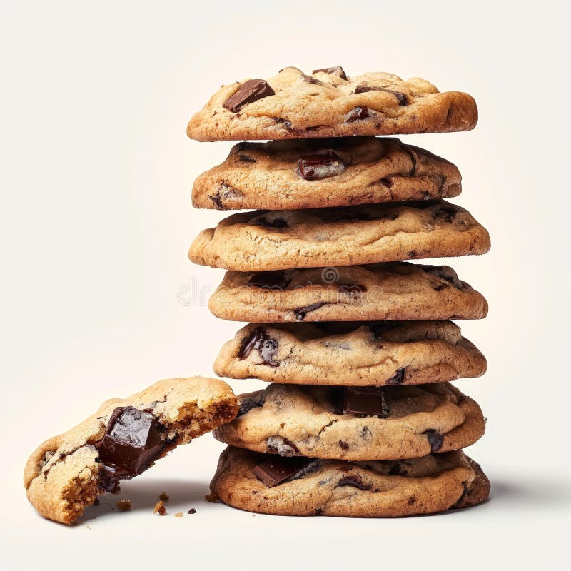 Tempting Chocolate Chip Cookies Stack Stock Photo - Image of gourmet ...