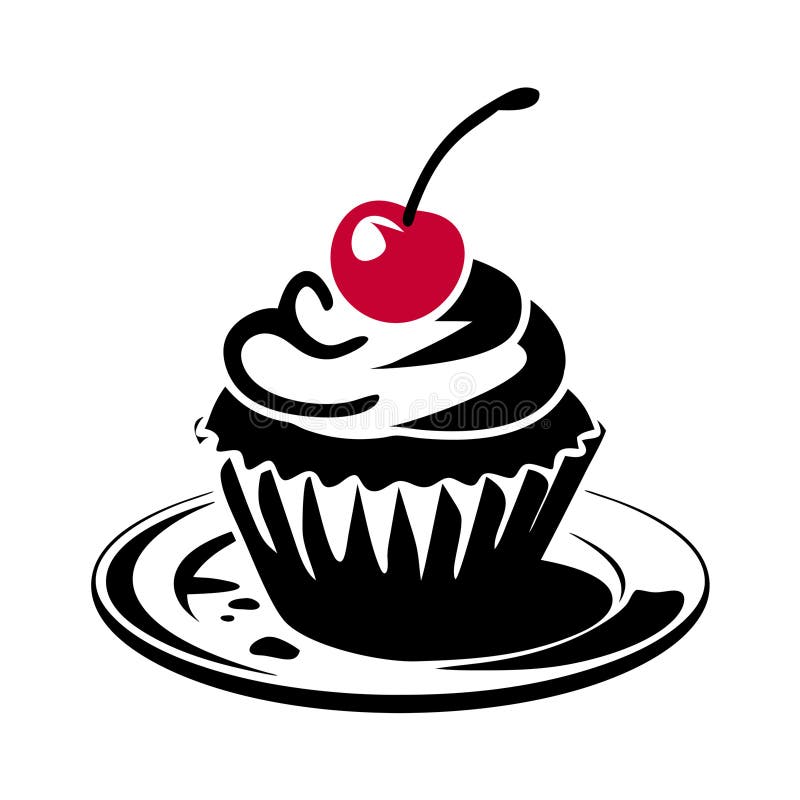 Tempting Cupcake Vector Art with Cherry on Top Illustration for Dessert ...