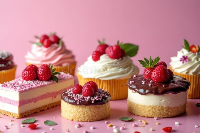 Tempting Dessert Cake Selection Stock Illustration - Illustration of ...