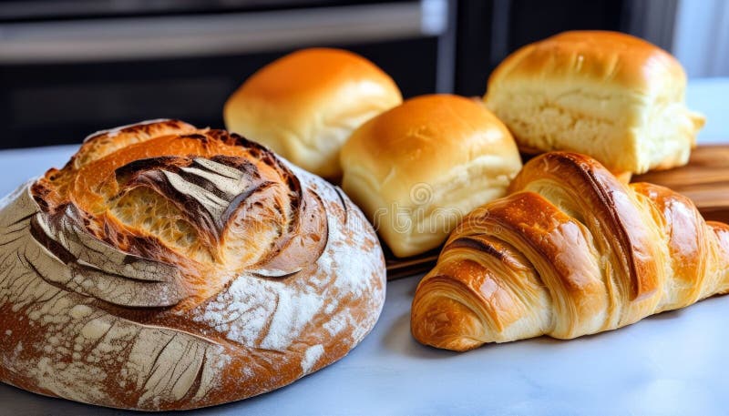 Tempting Display of Fresh Croissants and Rolls in Modern Kitchen ...