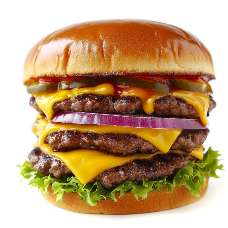 Tempting Double Cheeseburger Cutout. Generative Ai. Stock Illustration ...