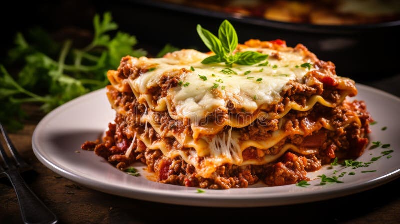 Tempting Lasagna Showcasing Rich Flavor and Cheesy Goodness Stock ...
