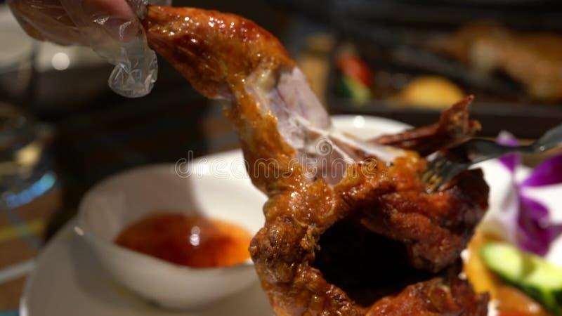 A Tempting Roasted Crispy Whole Chicken Stock Footage - Video of dish ...